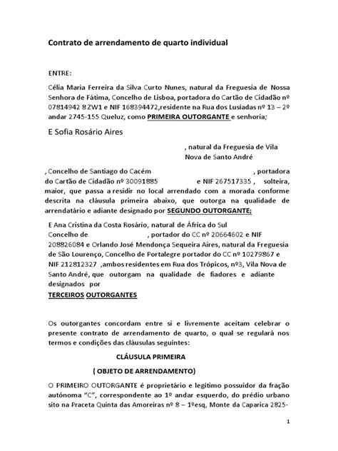 Contrato De Arrendamento De Quarto Individual Pdf Indenização Leasing