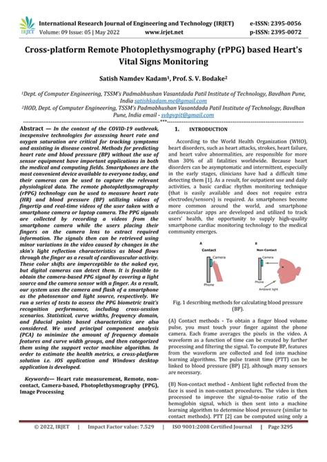 Cross Platform Remote Photoplethysmography Rppg Based Hearts Vital