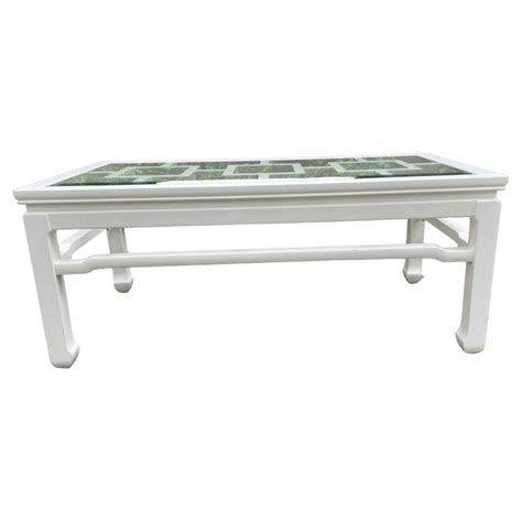 Contemporary Asian Inspired White Lacquered Rectangular Coffee Table