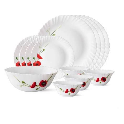 Material Ceramic Larah By Borosil Red Carnation Dinner Set At Rs 1222