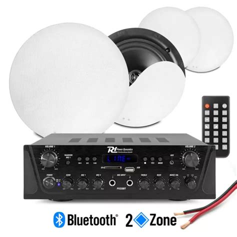 2 ZONE MULTI ROOM Ceiling Speaker System PV220BT Bluetooth Amplifier 4x NCSS6 249 00