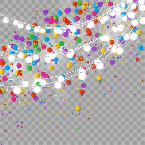 투명 한 배경에 고립 된 크리스마스 조명입니다 벡터 일러스트 레이 션 프리미엄 벡터