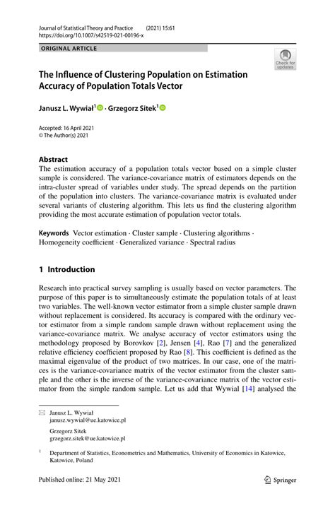 Pdf The Influence Of Clustering Population On Estimation Accuracy Of