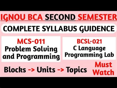 MCS 011 Syllabus 2024 BCSL 021 Lab Syllabus C Programming IGNOU BCA Second Semester