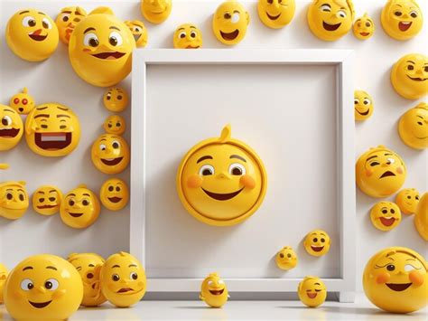 Premium Ai Image Embrace Joy Fun 3d Yellow Emoticon Faces On Isolated White Background