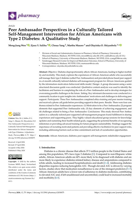 Pdf Peer Ambassador Perspectives In A Culturally Tailored Self Management Intervention For