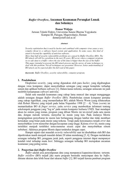 Buffer Overflow Ancaman Keamanan Perangkat Lunak Dan Solusinya