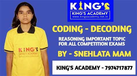 Coding Decoding Reasoning Important Topics By Snehlata Mam Kings Academy 7974717877 Youtube