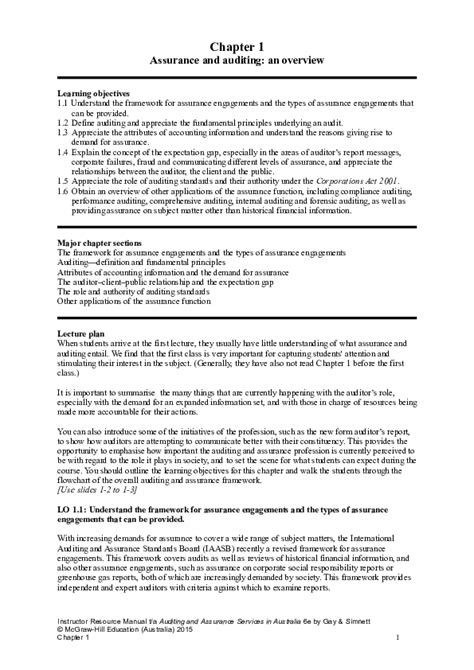 Doc Chapter 1 Assurance And Auditing An Overview