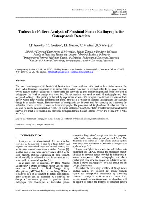 Pdf Trabecular Pattern Analysis Of Proximal Femur Radiographs For Osteoporosis Detection