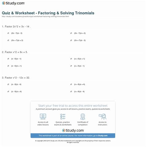 46 Factoring Quadratic Trinomials Worksheet Chessmuseum Template Library