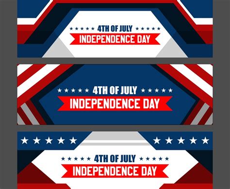 4th Of July Banner Template Set Vector