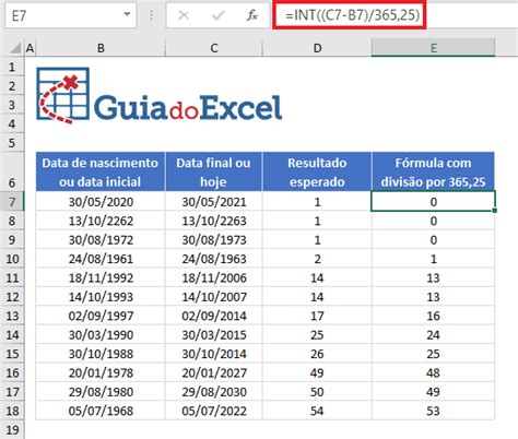 Como Calcular A Idade No Excel Usando Fórmulas Guia Do Excel