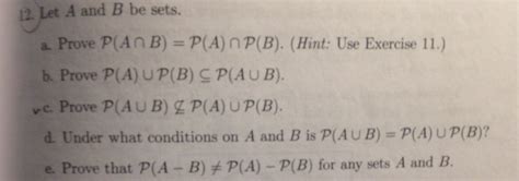 solved let a and b be sets prove p a intersection b