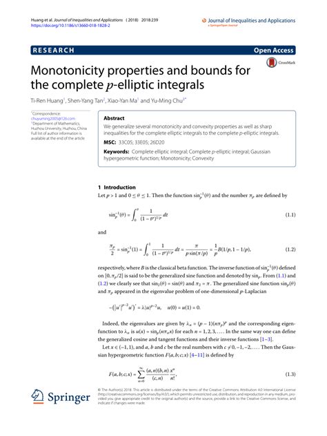 Pdf Monotonicity Properties And Bounds For The Complete P Elliptic Integrals