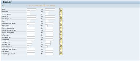 KOL SAP Tcode Order List Master Data