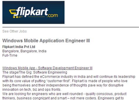 Finally A Fully Function Flipkart App Coming As They Look For A Wp Developer Npoweruser