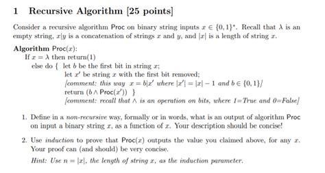 Solved Recursive Algorithm Points Consider A Chegg Com