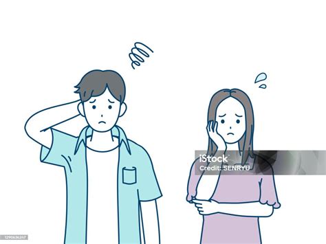 젊은 부부 걱정 일러스트 걱정하는에 대한 스톡 벡터 아트 및 기타 이미지 걱정하는 일러스트레이션 여자 Istock