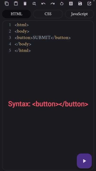 Creating Button In Htmlbutton Tag Shorts Ytshorts Html Css Coding Youtube