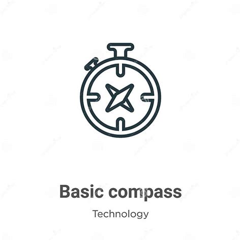 Basic Compass Outline Vector Icon Thin Line Black Basic Compass Icon