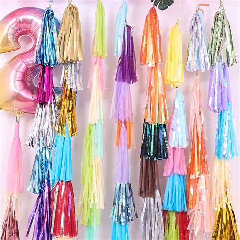 A713 ถูกที่สุด พู่กระดาษ พู่ฟอยล์ พู่ตกแต่งแบ็คดรอป พู่ห้อยลูกโป่ง Diy ยาว 35 Cm พร้อมส่งในไทย