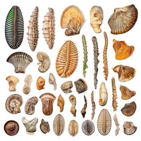 Premium Photo Fossils Set Archeologic Fossil Dig Collection Isolated Fossilized Prints Of