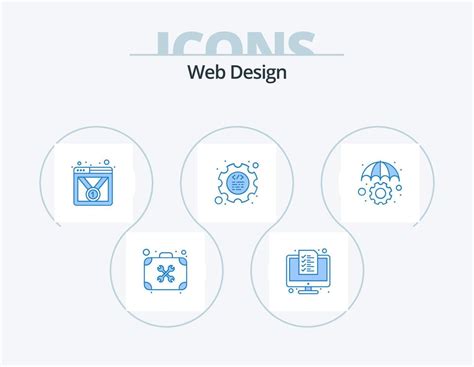 web design blue icon pack 5 icon design programming cog list coding