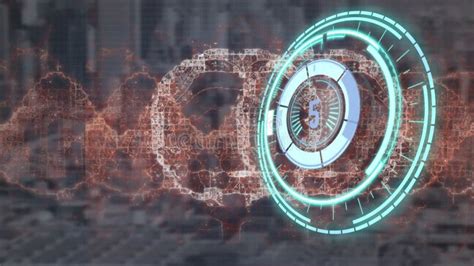 Animation Of Scope Scanning And Human Brain Over Cityscape Stock Video