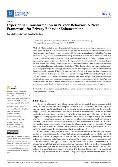 Pdf Experiential Transformation In Privacy Behavior A New Framework
