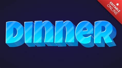 Dinner 3d текст синее пространство Генератор текстовых эффектов