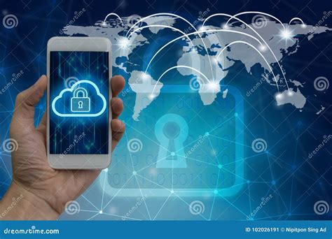 Businessman Use Laptop And Smartphone With Padlock And Cloud Technology Background Cyber