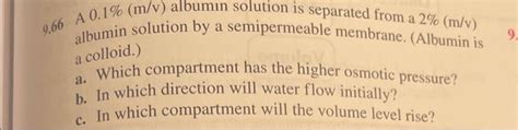 Solved A 0 1 M V ﻿albumin Solution Is Separated From A