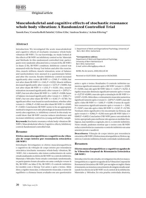 Pdf Musculoskeletal And Cognitive Effects Of Stochastic Resonance