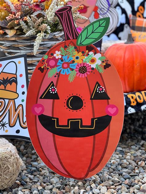 Floral Jack O Lantern Vinyl Cut Out Sign Jeff Tadsen Art