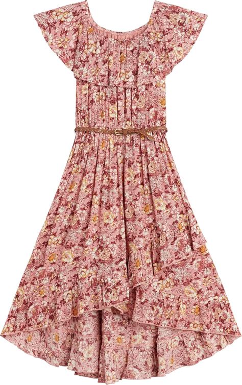 Beautees Girls Sleeveless High Low Wrap Maxi Dress Blush Floral 7 Clothing