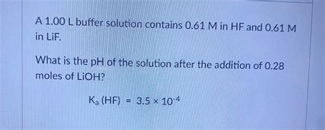 Solved A 100 ﻿l Buffer Solution Contains 061m ﻿in Hf And