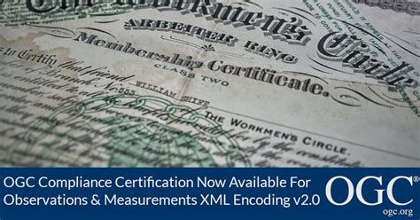 Ogc Compliance Certification Available For V2 0 Of The Observations And Measurements Xml