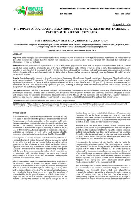 Pdf The Impact Of Scapular Mobilization On The Effectiveness Of Rom