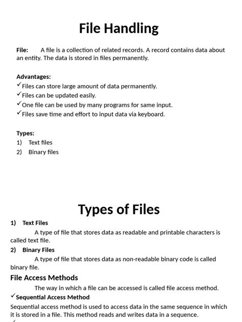 File Handling Pdf Computer File Inputoutput