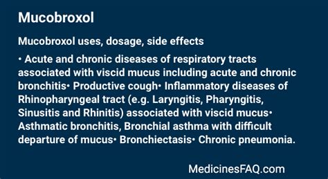 Mucobroxol Uses Dosage Side Effects Food Interaction And Faq