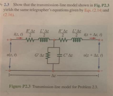 Solved 23 Show That The Transmission Line Model Shown In