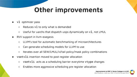 Improvements To Risc V Vector Code Generation In Llvm