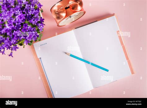 Open Notebook For Writing Down Plans Or Dreams Girly Settings On The