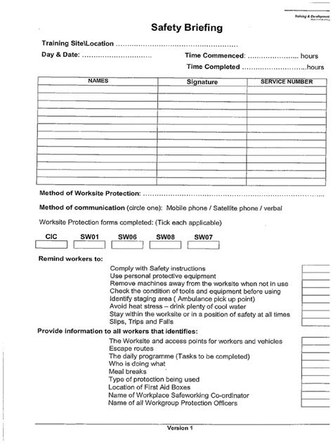 Safety Briefing Pdf Safety Briefing Pdf
