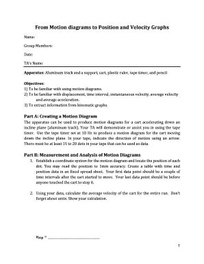 Fillable Online Experiment 1 Motion Diagrams To Position And Velocity Graphsdocx Fax Email Print