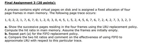 solved final assignment 3 20 points a process contains