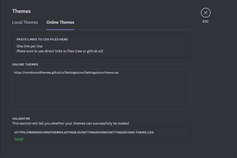 Dont Works Issue MiniDiscordThemes SettingsIcons GitHub