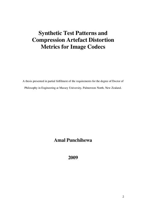 Synthetic Test Patterns And Compression Artefact Distortion Metrics For Image Codecs Eurasip