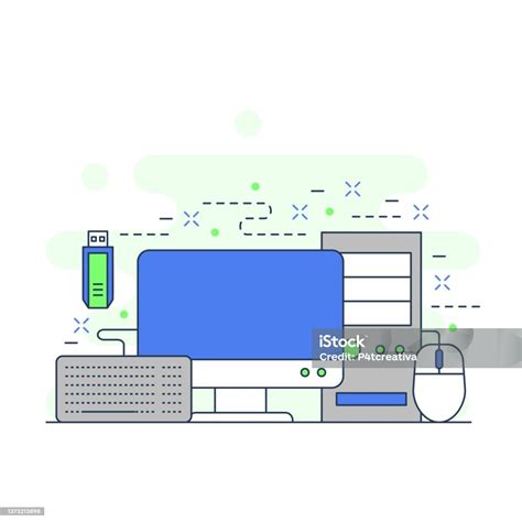 Pc 구성 요소 하드웨어 개념 웹 사이트 일러스트 디자인 1 Cpu에 대한 스톡 벡터 아트 및 기타 이미지 Cpu Usb